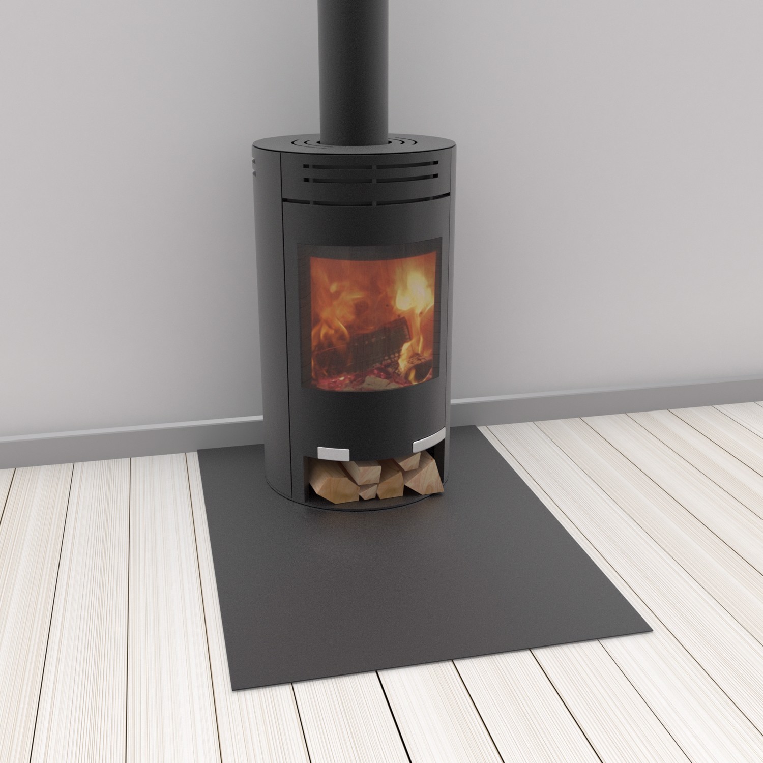 Firkantet Vedovnsplate I Sort Stål | Lages på mål